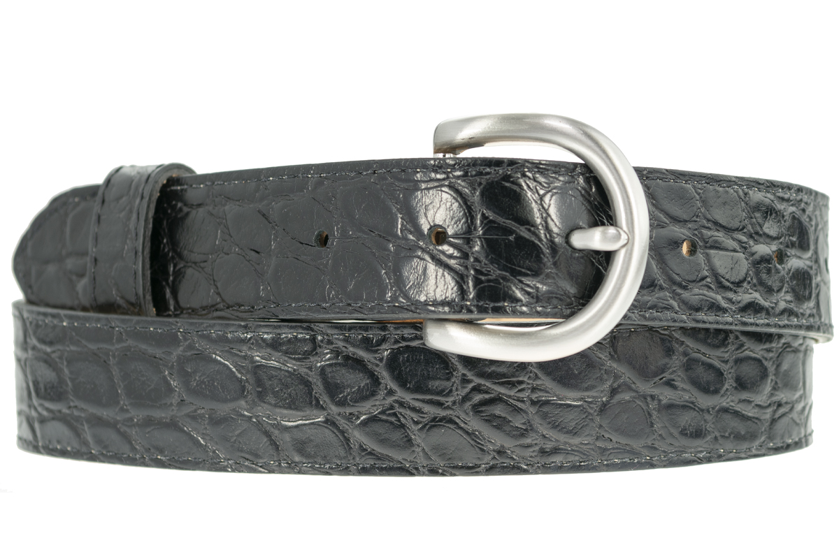 Men's (30mm) Black Croc Belt - Peachy Belts