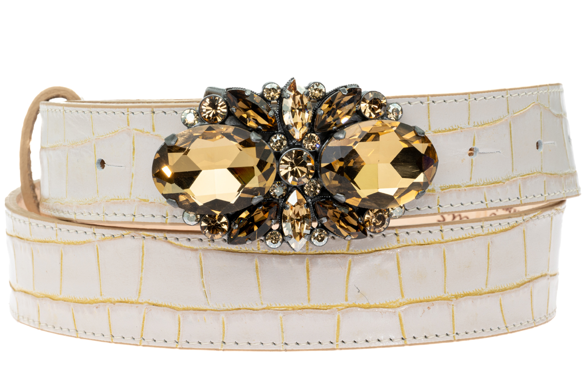 30mm Topaz Baby Crown Jewels Buckle - Peachy Belts