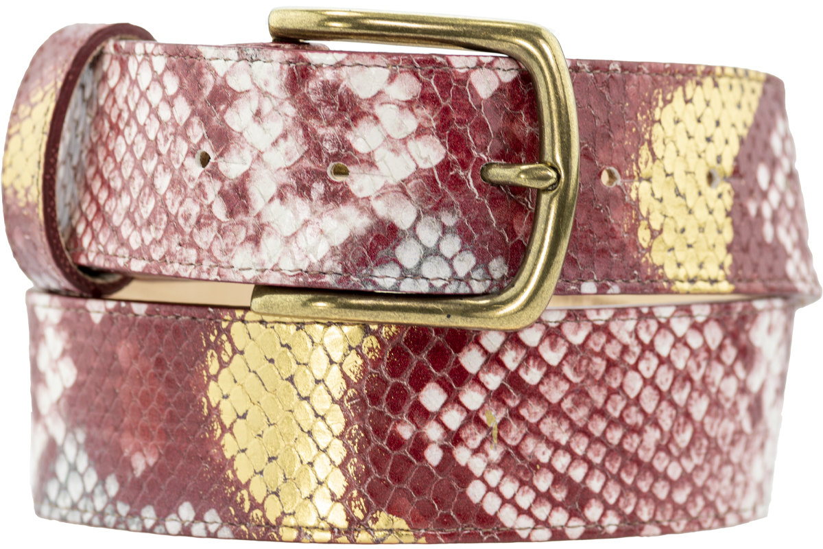 40mm Pink Python Print Belt - Peachy Belts