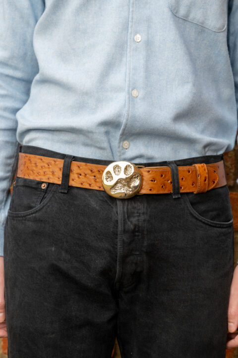 Men's Gold Dog Paw Print Buckle - Peachy Belts