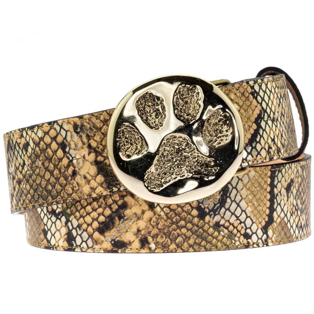 Gold Dog Paw Print Buckle - Peachy Belts