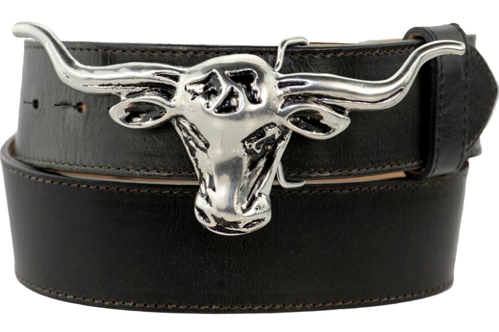 Pewter Plated Silver Steers Head Belt Buckle (Fits Any Belt Size ...