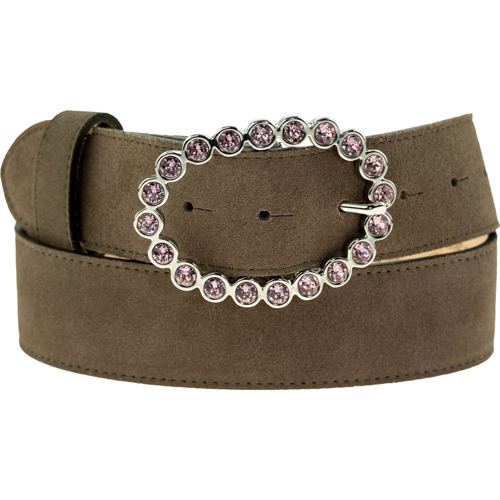 40mm Pink Oval Diamante Buckle - Peachy Belts