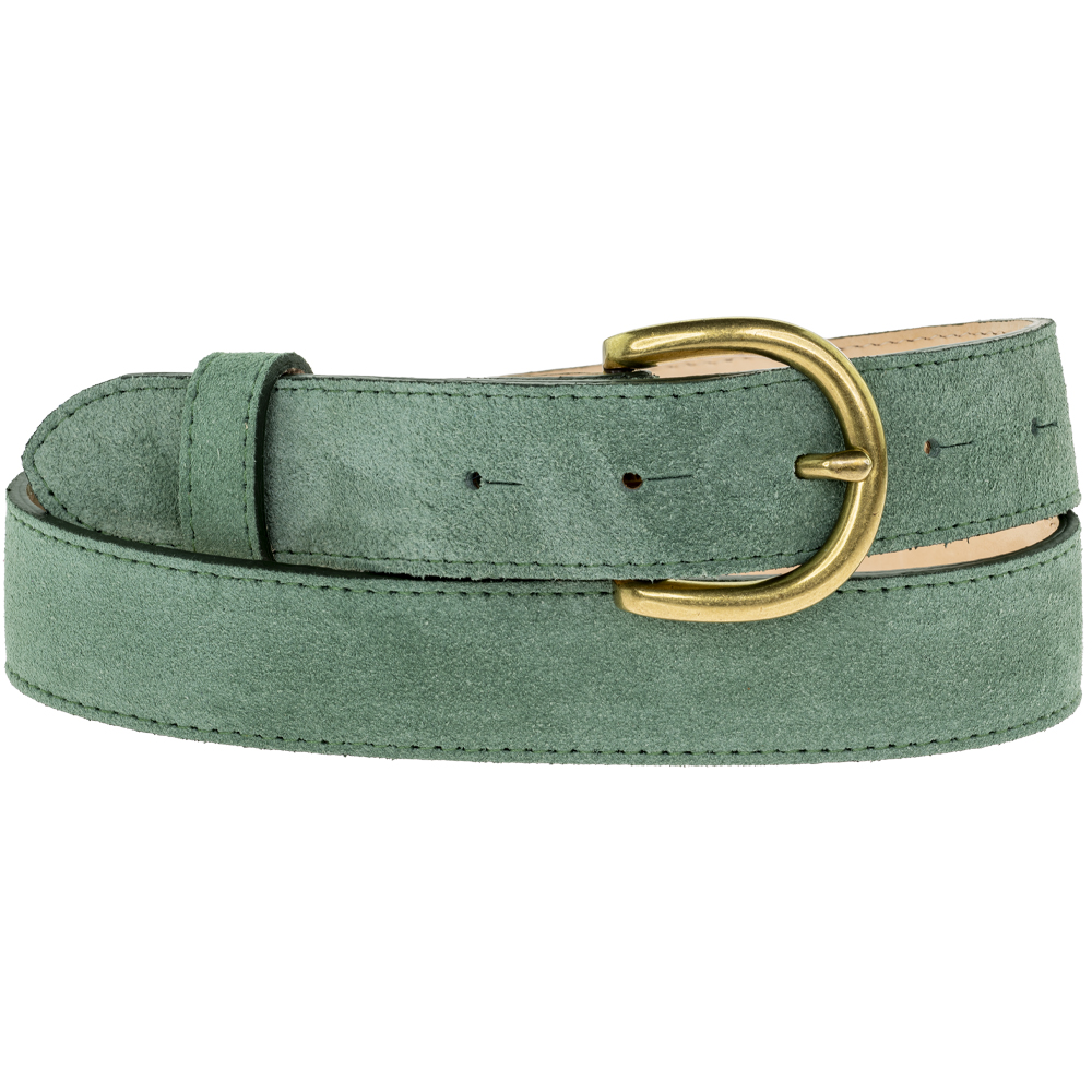 Mens 30mm Garden Green Suede Belt - Peachy Belts