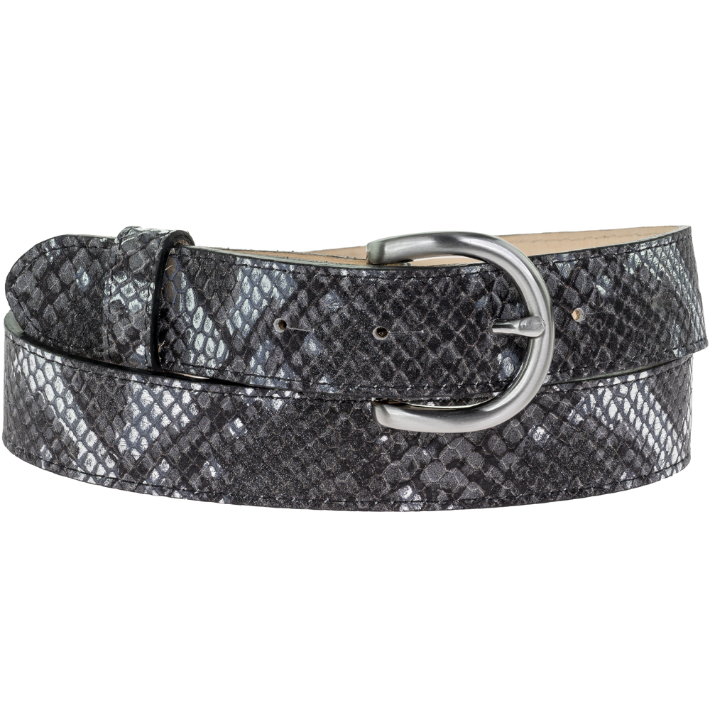 30mm Shades of Grey Python Print belt - Peachy Belts