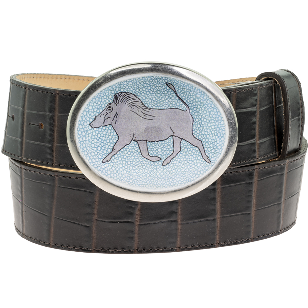 Silver Ceramic Warthog buckle (Fits: 40mm Belts) - Peachy Belts