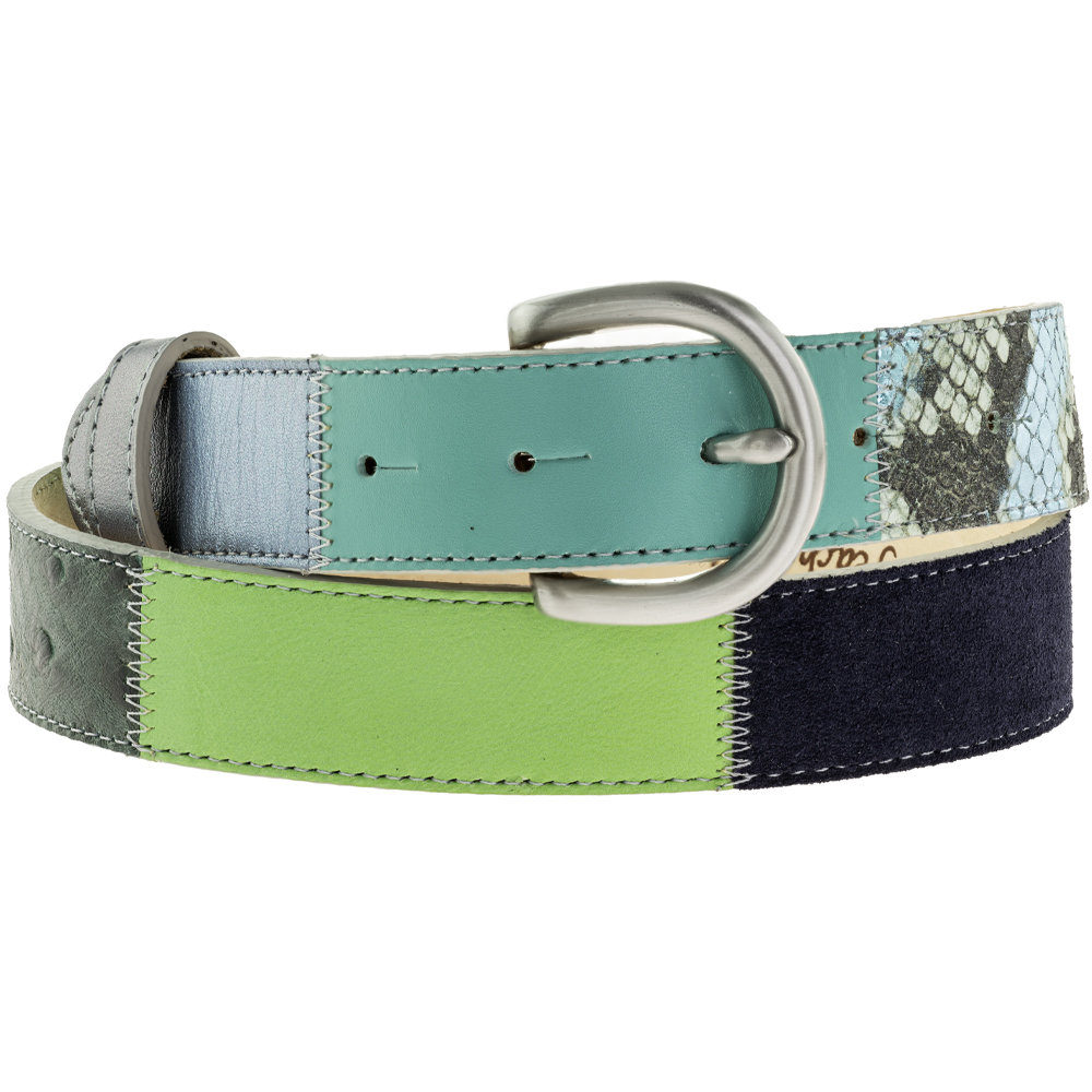 30mm Patchwork leather belt - Peachy Belts