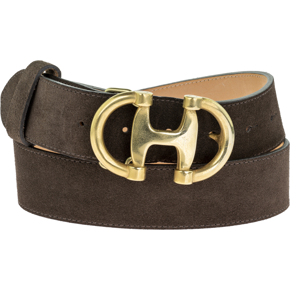 Brown Suede Belt with 40mm Gold Double D buckle - Peachy Belts